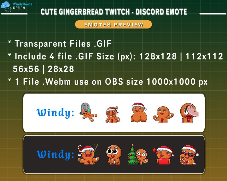 22x Animated Gingerbread Christmas Twitch Emotes, Funny Cookie Stream ...