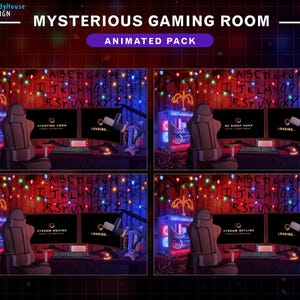 Animated Mysterious Game Room Twitch Full Package, Alphaber ABCD Lights ...