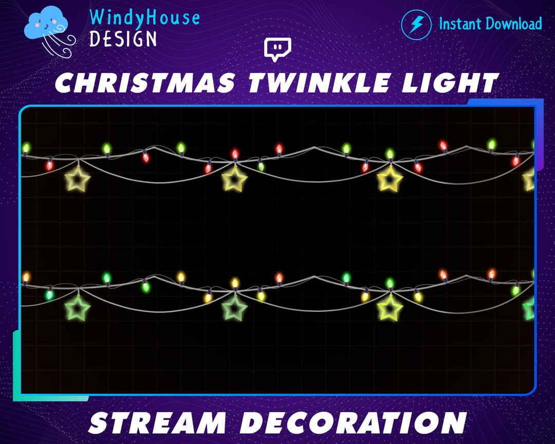 2x Animated Christmas Twinkle Lights Twitch Stream Decoration, Neon ...