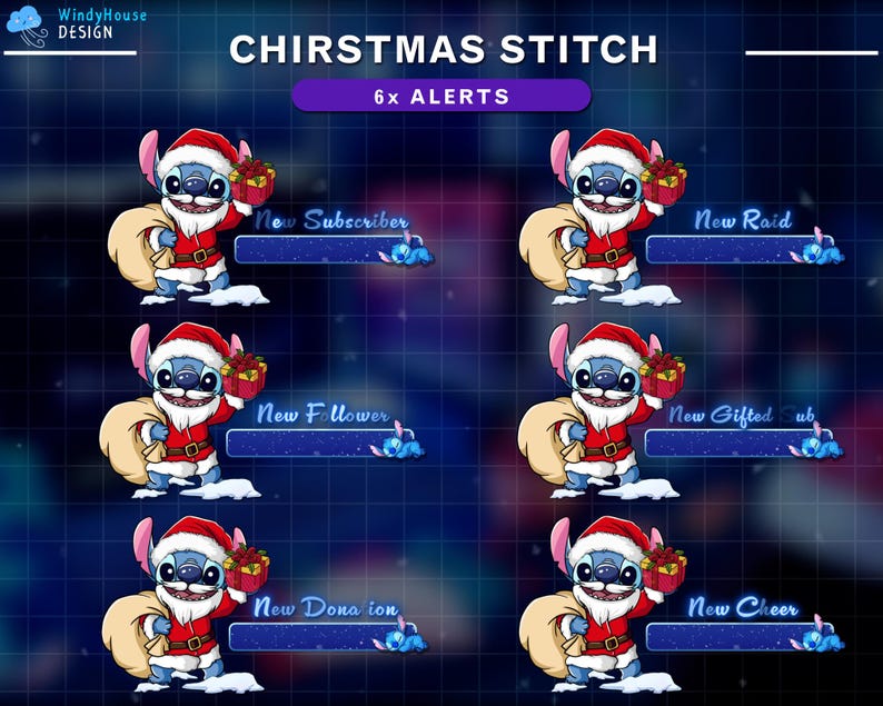 Animated Christmas Lo-fi Stream Pack, Blue Alien Twitch Overlay ...