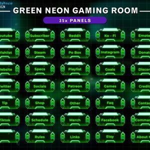 Animated Retro Neon Green Game Room Twitch Full Package, Cozy PC Room ...