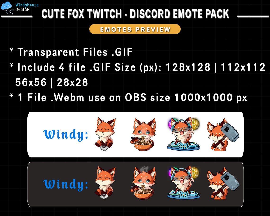 Animated Cute Fox Emote Pack for Twitch & Discord, Autumn Fall Stream ...