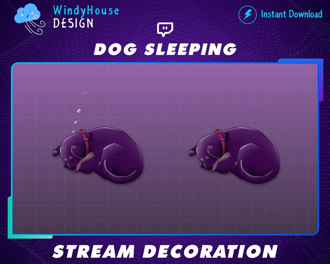 Animated Dog Sleeping Stream Decoration, Dog Twitch, Animals Stream Add ...