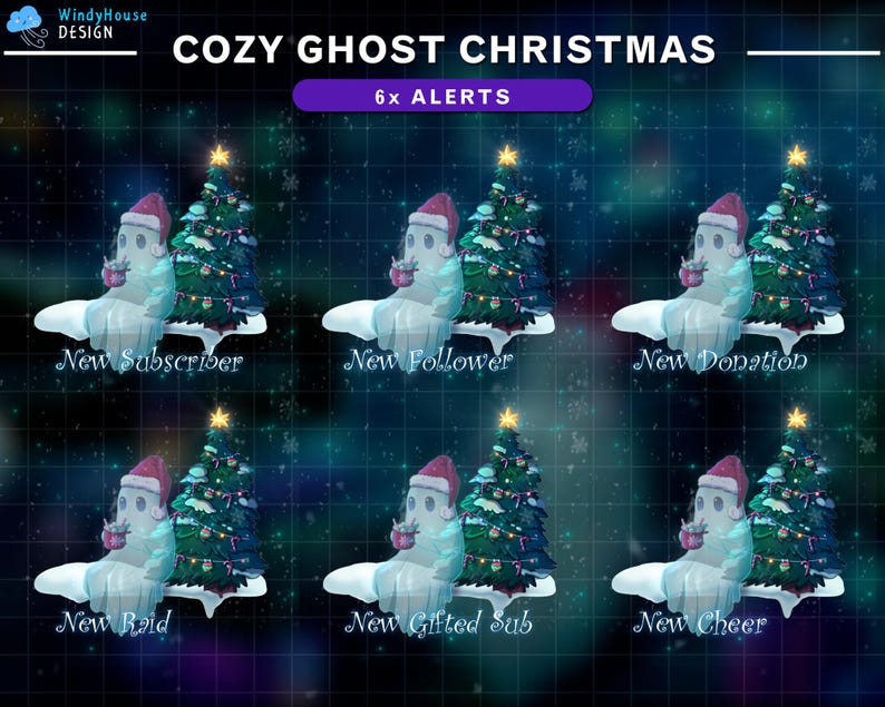 Animated Ghost Christmas Twitch Stream Overlay Pack, Cozy Winter Room ...