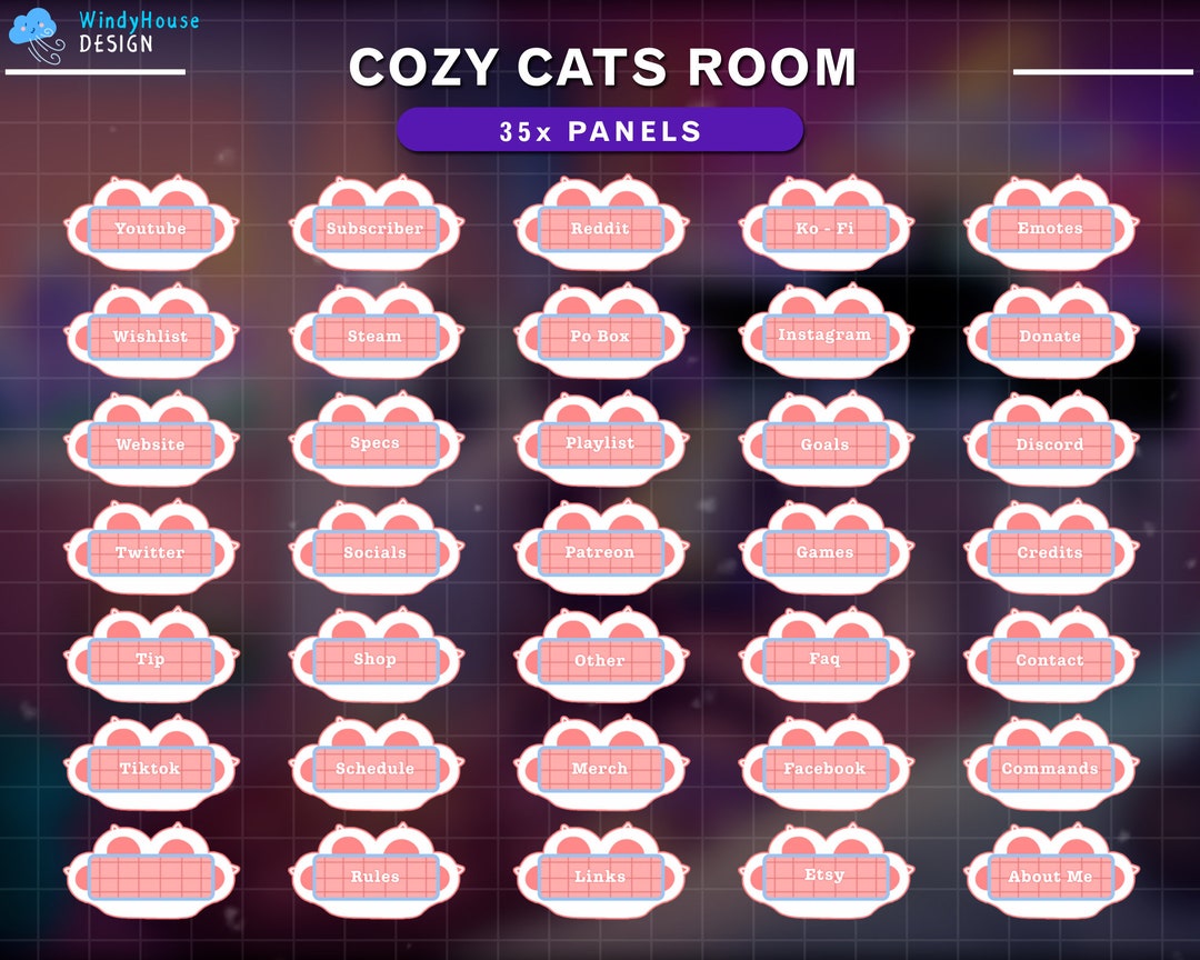 Cute Cat Paw Twitch Panels, Cute Cat Stream Panel - Etsy