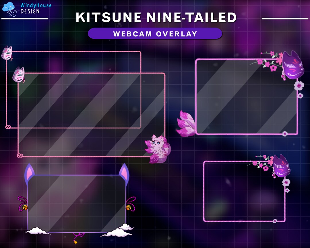 Animated Webcam Overlay Aesthetic Nine-tailed Fox, Kitsune Mask Sakura ...