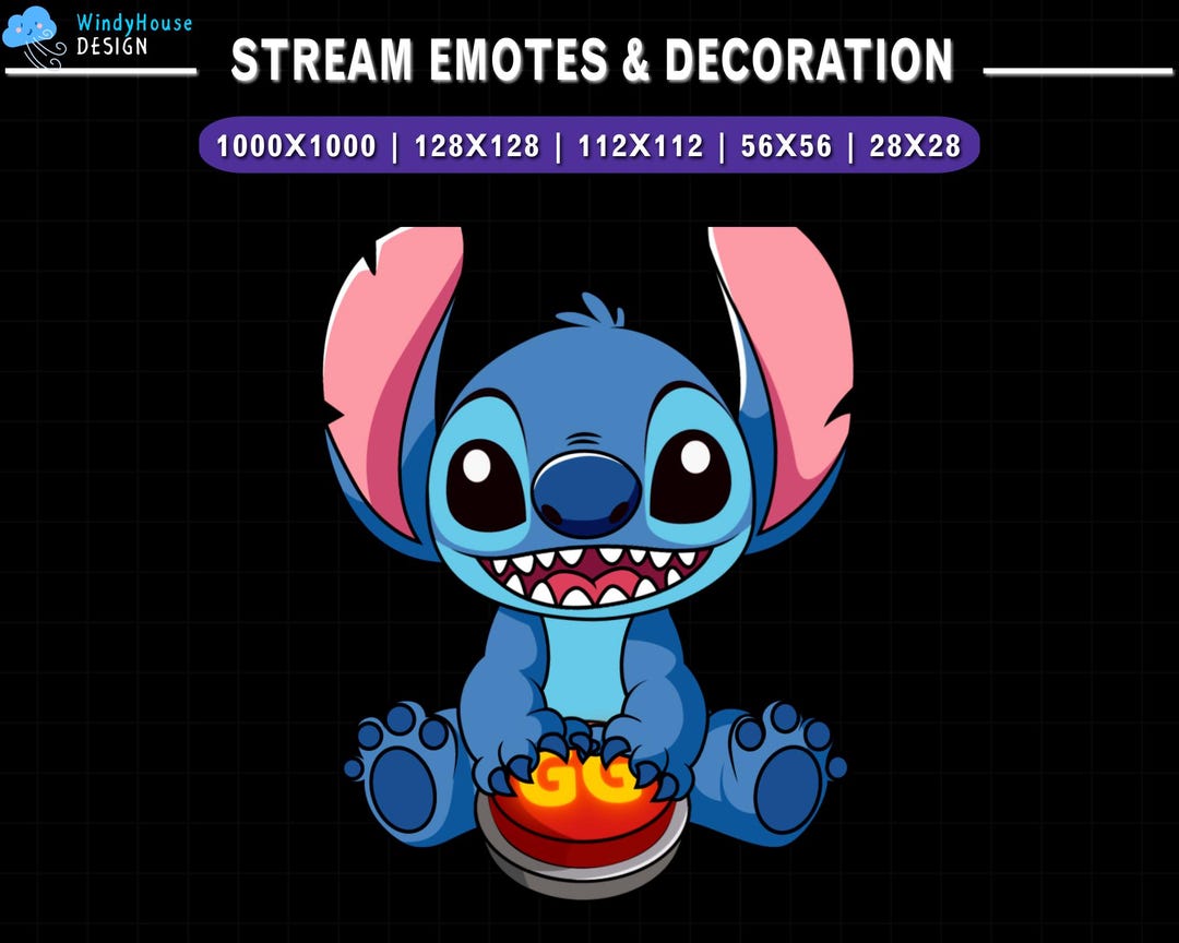 Animated Twitch Emote Stitch GG, Cute Stitch Stream Emote, Discord ...