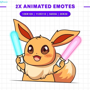 2x Animated Twitch Emote Eevee Cheering, Eevee Twitch Emotes, Cute ...
