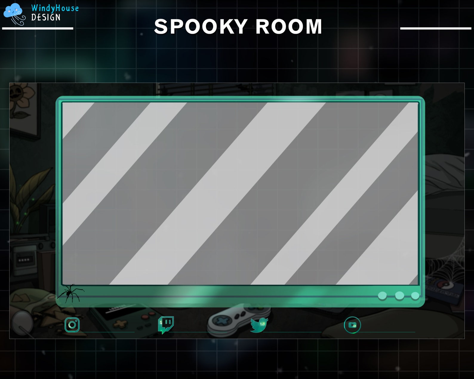 Animated Twitch Overlays Spooky Room, Halloween Room Stream Overlays ...