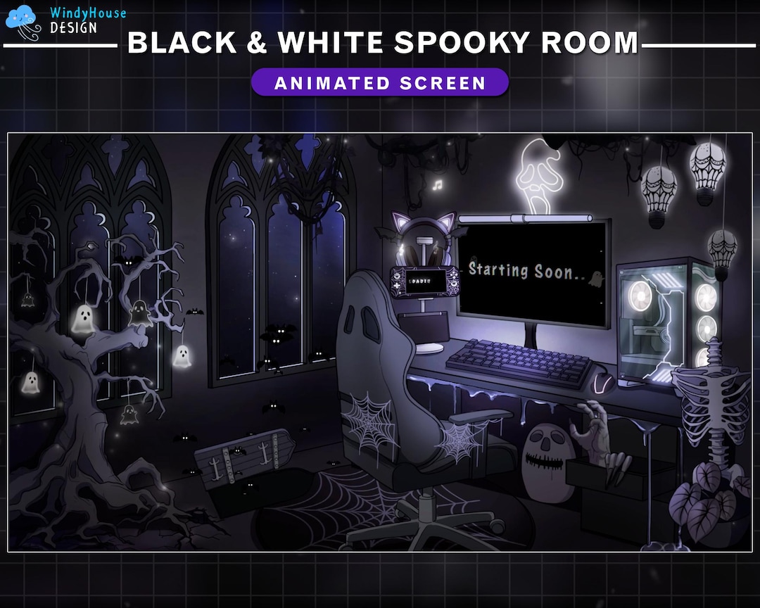 Animated Twitch Screens Halloween Room Black and White Theme, Creepy ...