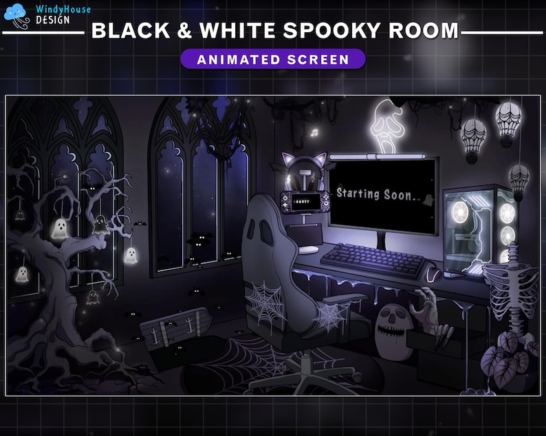 Animated Twitch Screens Halloween Room Black and White Theme, Creepy ...