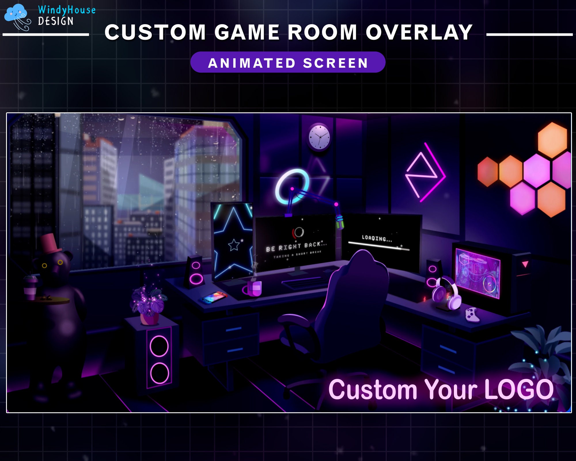 Custom Your Logo Your Name for Game Room Twitch Overlay - Etsy