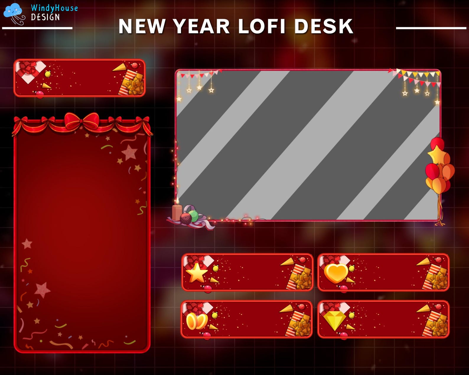 Animated New Year Stream Package, Firework Twitch Overlay, NYE Twitch ...