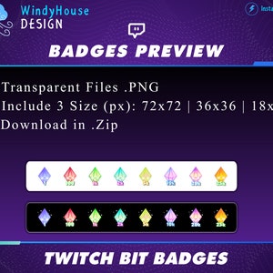 30x Gems Stone Twitch Bit Badges / Complete Twitch Bit Badges Set ...