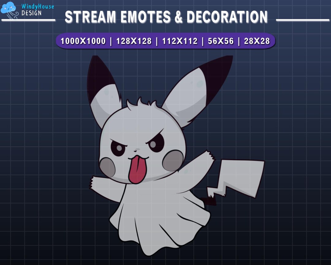Animated Ghost Pikachu Twitch Emote, Pikachu Stream Emote, Discord ...