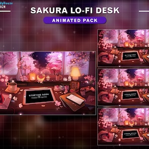 Animated Cherry Blossom Lo-fi Desk Twitch Pack, Aesthetic Kawaii Sakura ...