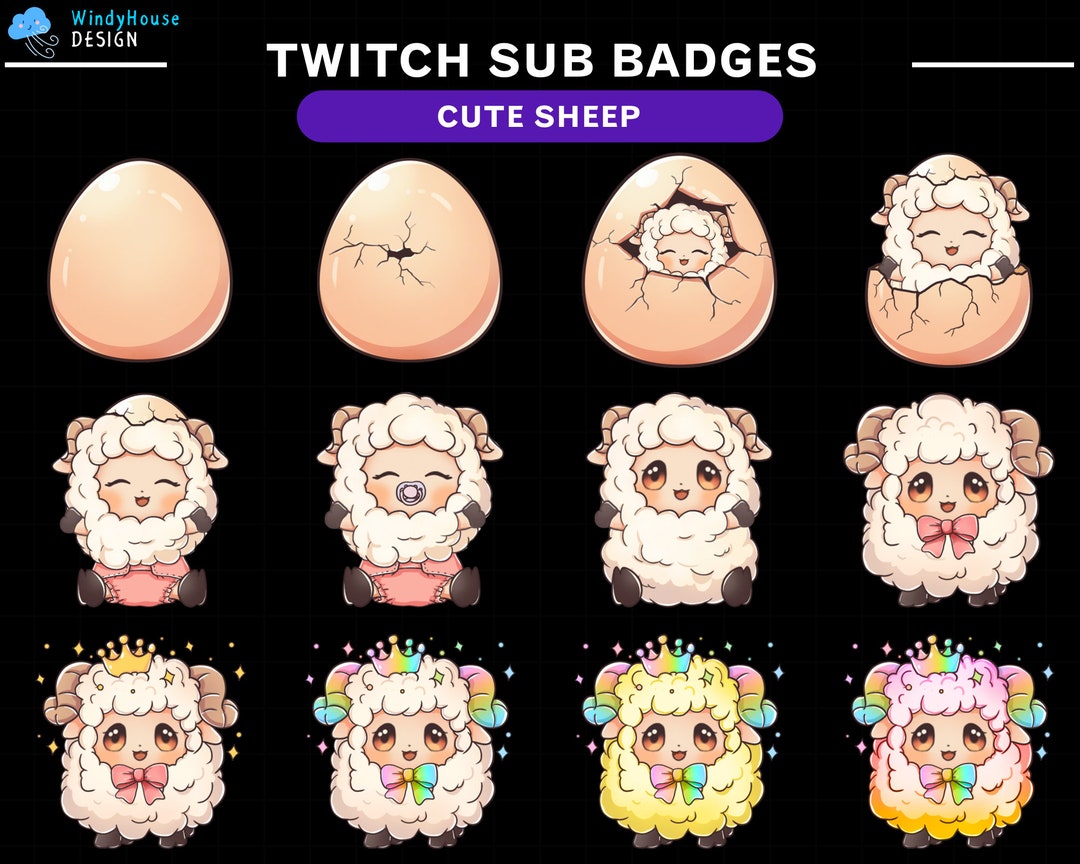 Cute Sheep Twitch Sub Bit Badges/ Sheep Twitch Bit Badges Set/ Number ...