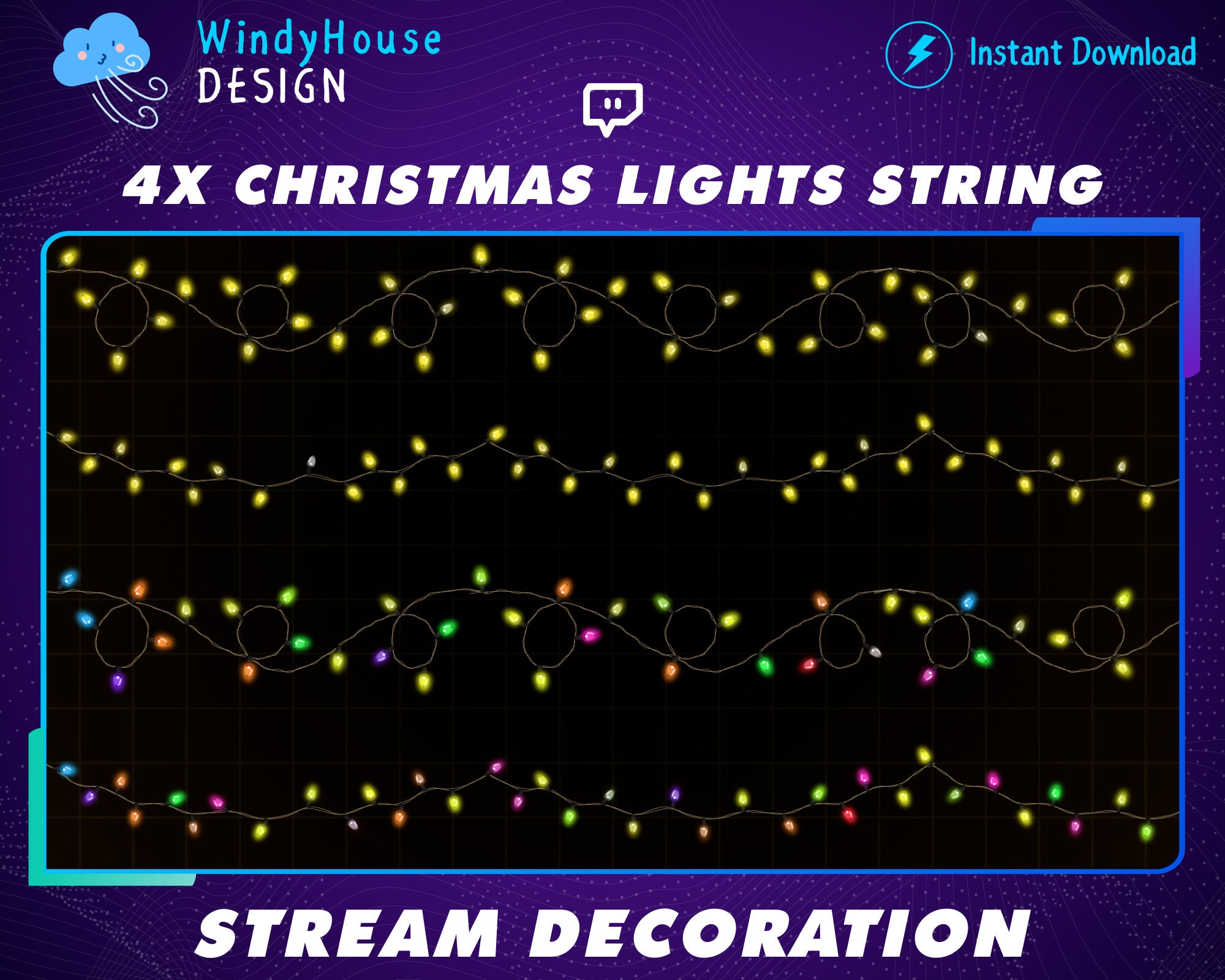 4x Animated Stream Decoration Christmas Lights String / New Year Lights ...