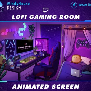 Animated Gaming Room Twitch Stream Package, Cozy Bed Room Twitch ...