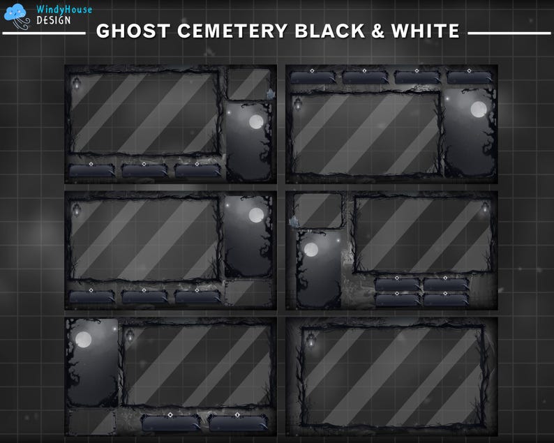 Animated Stream Package Cemetery Ghost Black White, Halloween Twitch ...