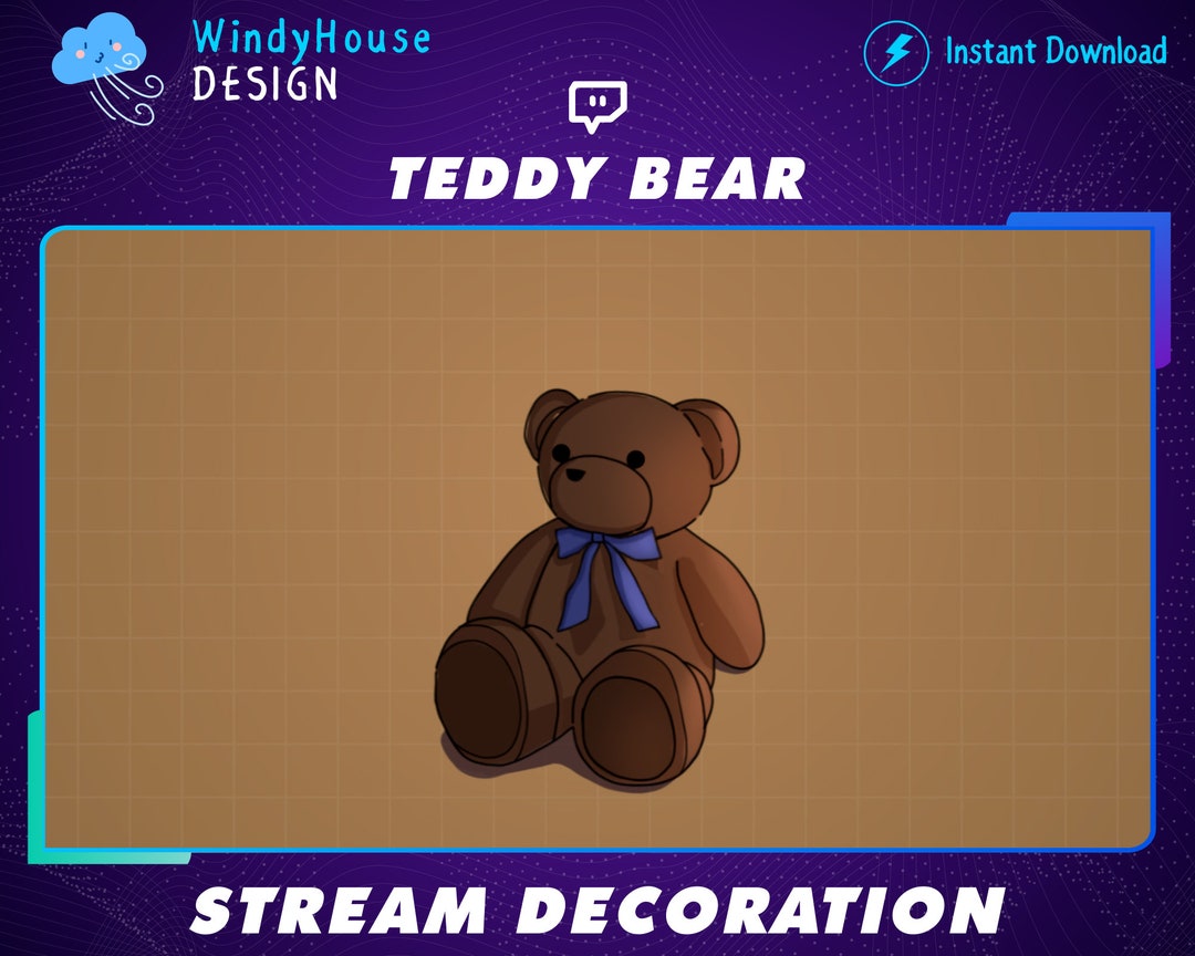 Animated Teddy Bear Stream Decoration, Cute Twitch Overlay, Animals ...