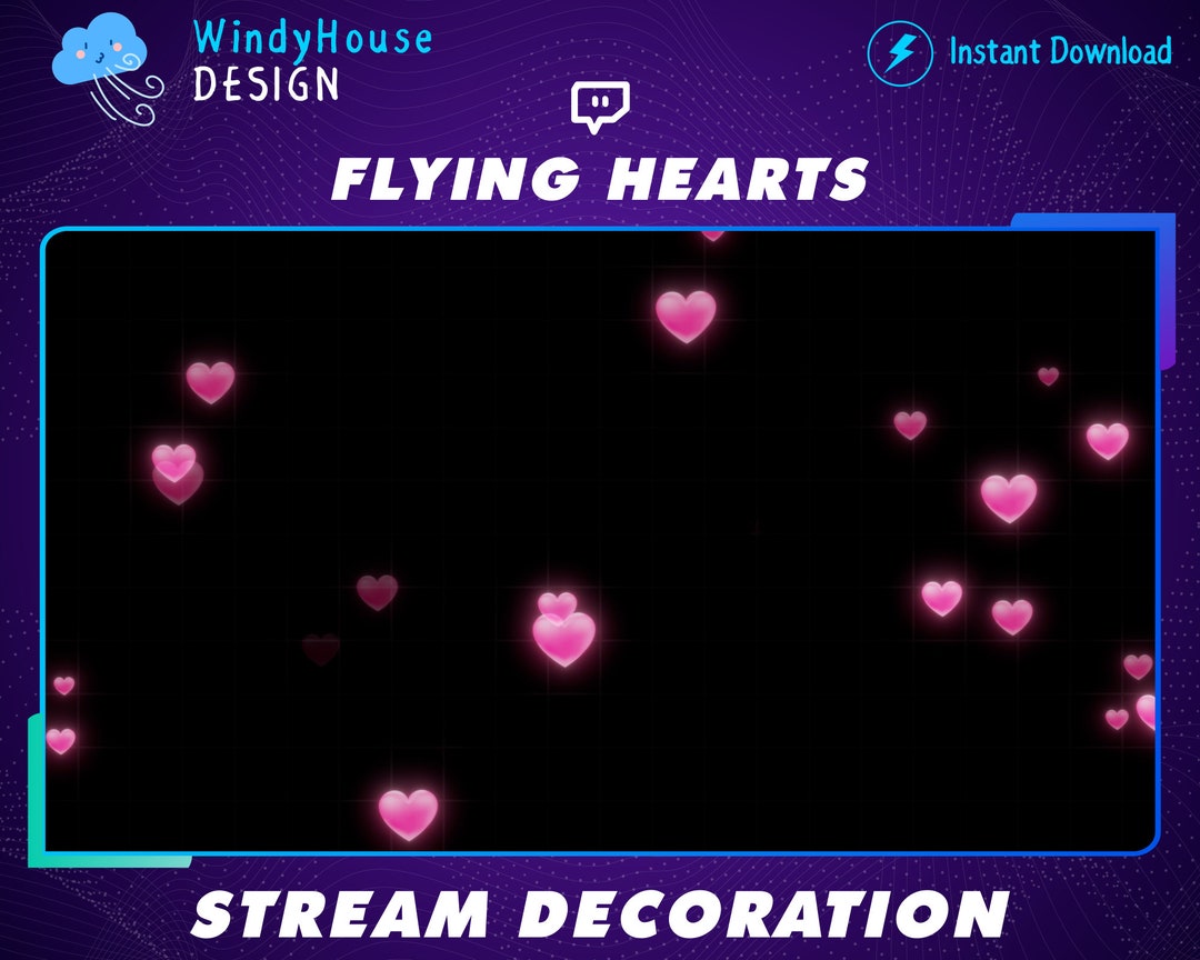 2x Animated Stream Decoration Heart Overlay, Valentine's Overlay, Love ...