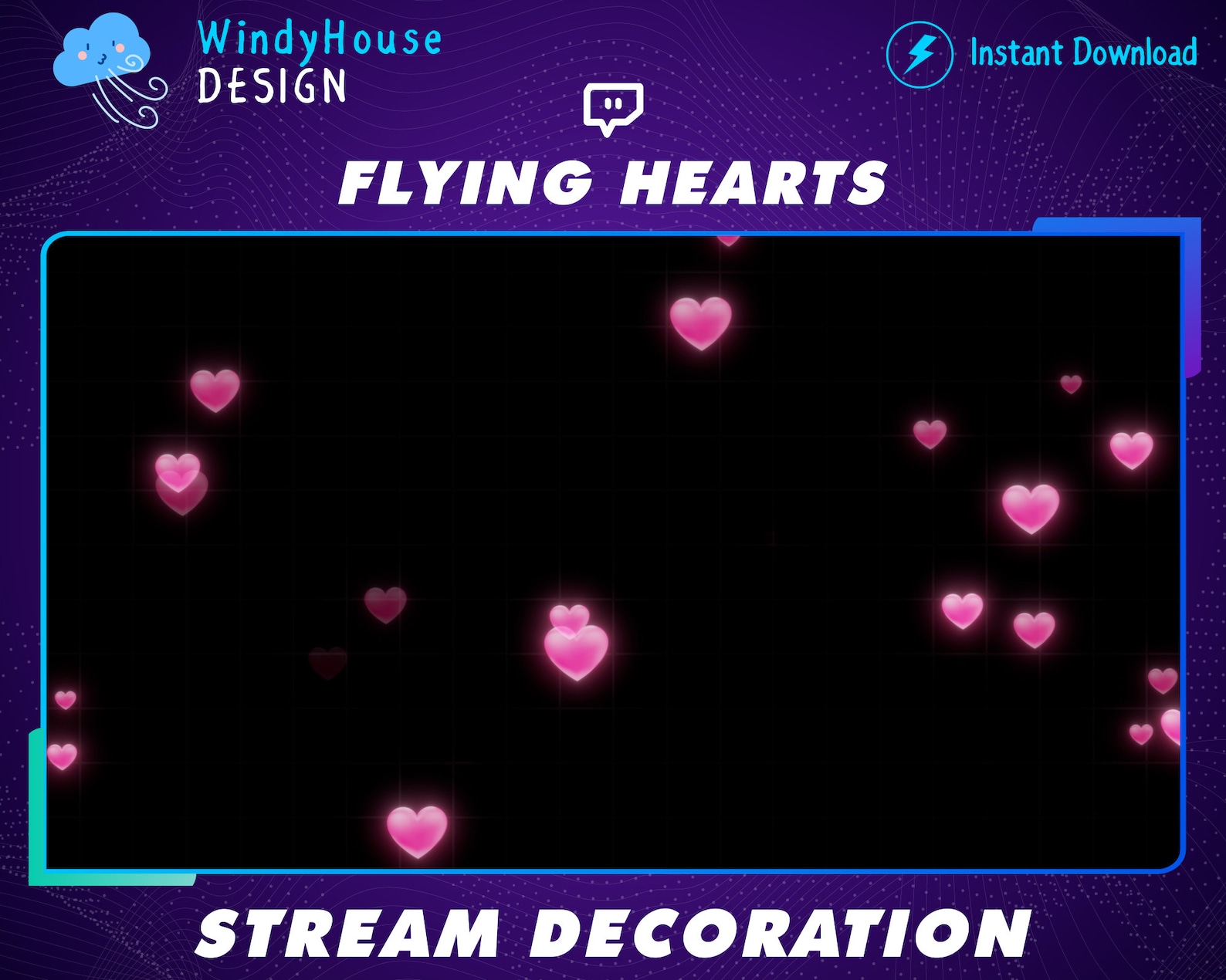2x Animated Stream Decoration Heart Overlay Valentine's - Etsy