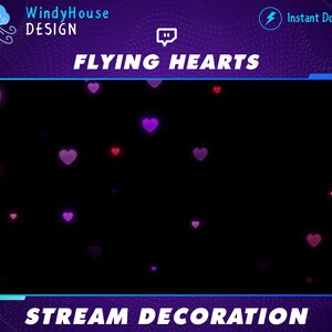 2x Animated Stream Decoration Heart Overlay, Valentine's Overlay, Love ...