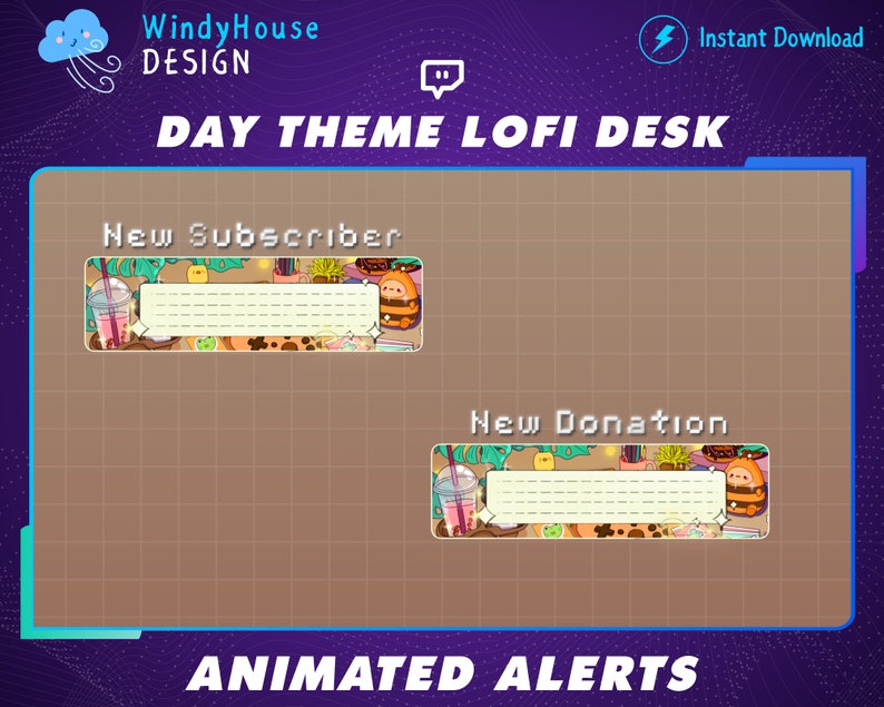 Animated Boba Tea Twitch Alerts Day Theme Cozy Twitch Alerts - Etsy