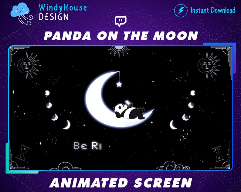 Animated Panda Twitch Stream Package / Celestial Night Overlays ...