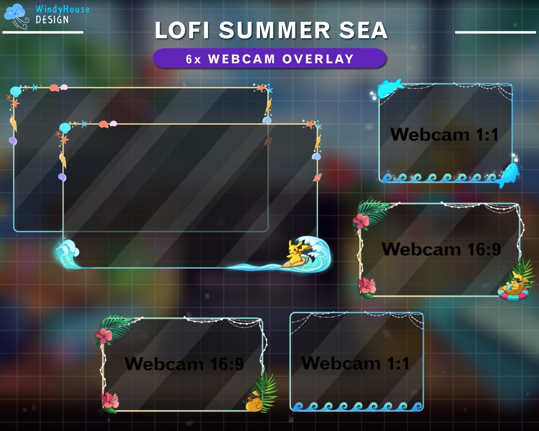 Animated Webcam for Summer Twitch Overlay, Cute Pikachu Webcam Overlay - Etsy