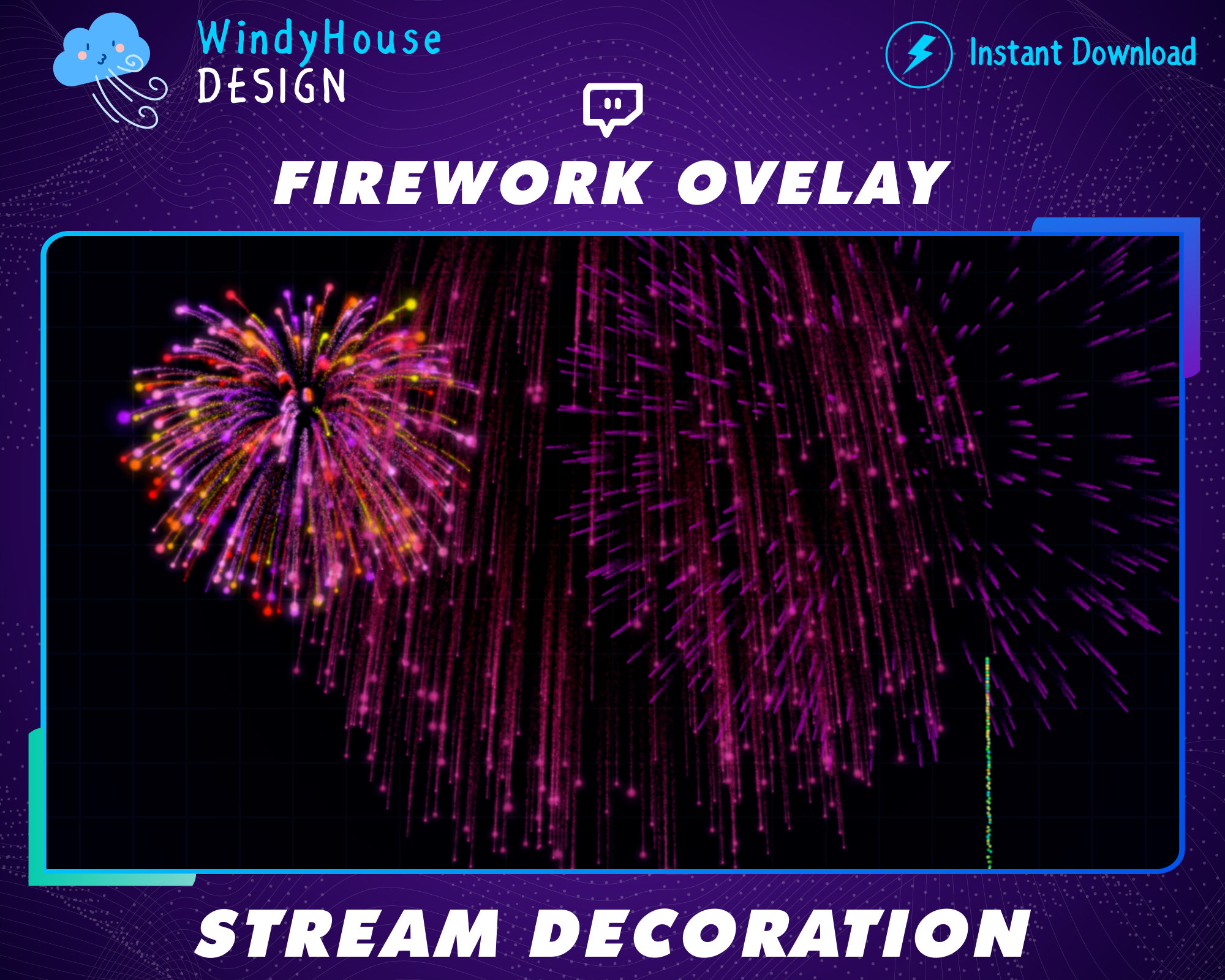 Animated Firework Twitch Overlay Colorful Firework Stream - Etsy