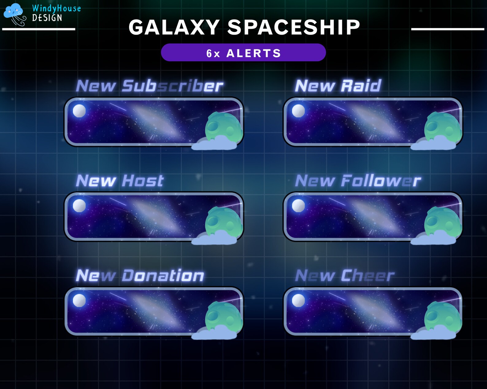 Animated Stream Package Lo-fi Spaceship, Animated Twitch Overlay Galaxy ...