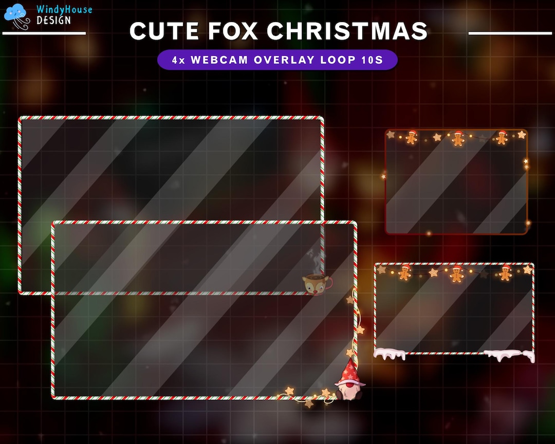 4x Animated Christmas Webcam Overlay, Webcam Border for Winter - Etsy