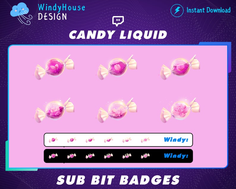 Sweet Candys Sub Badges Cherry Blossom Bit Badges Candy - Etsy