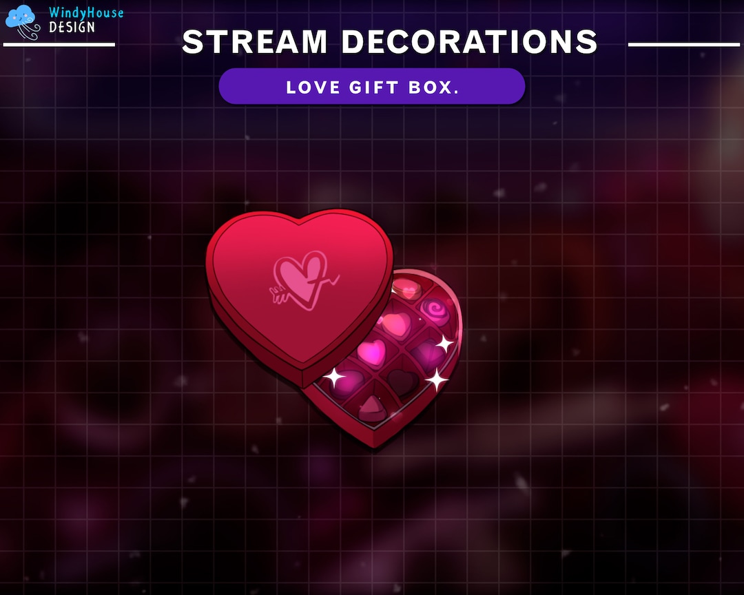 Animated Love Gift Box Twitch Stream Decoration, Valentine's Heart ...