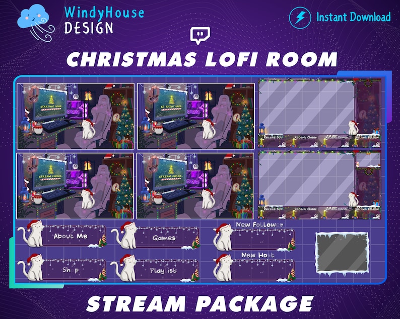 Animated Winter Lofi Room Twitch Stream Full Package retro - Etsy