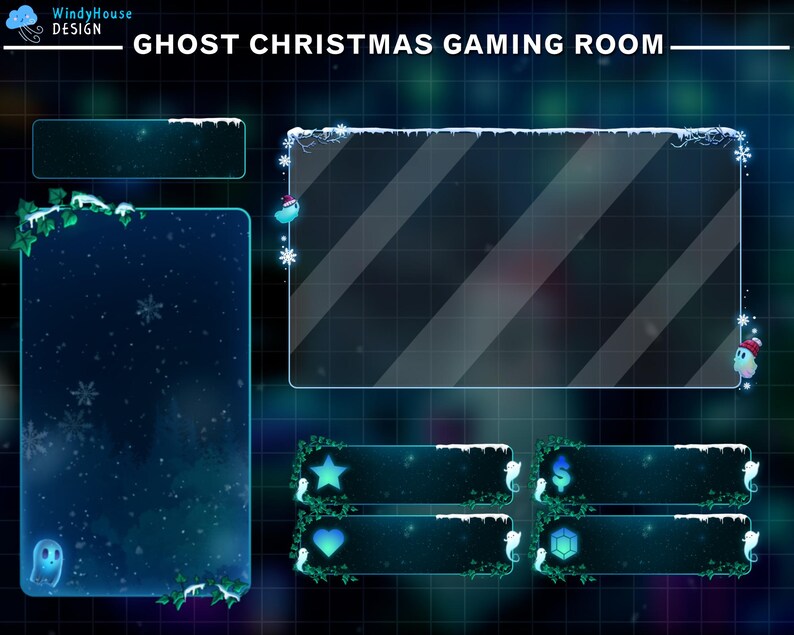 Animated Ghost Christmas Twitch Stream Overlay Pack, Cozy Winter Room ...