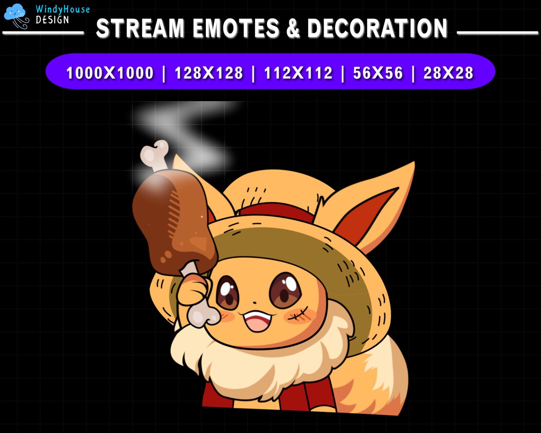 Animated Twitch Emote Straw Hat Eevee, Cute Eevee Stream Decoration ...
