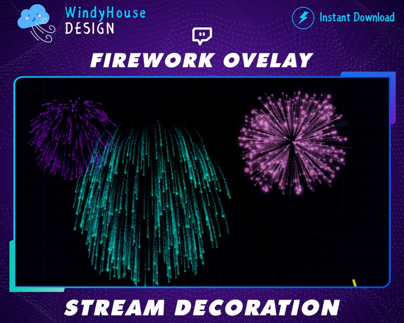 Animated Firework Twitch Overlay, Colorful Firework, Stream Decoration ...