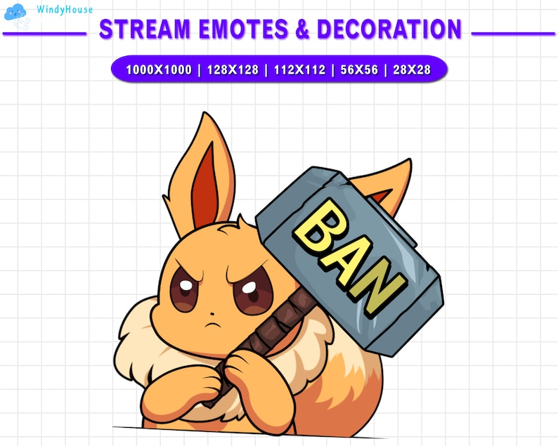 Animated Twitch Emote Eevee BAN, Cute Eevee Twitch Emotes, BAN Emotes ...