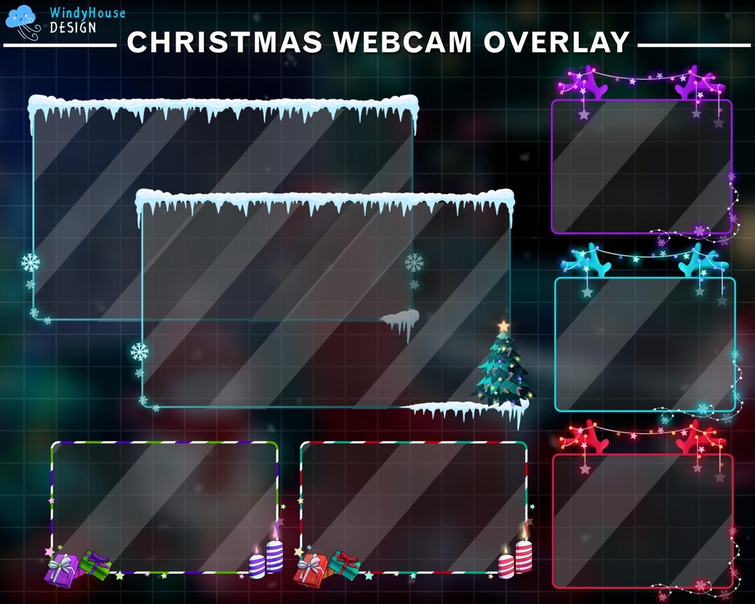 7x Animated Christmas Webcam Overlays With Christmas Tree, Snow ...