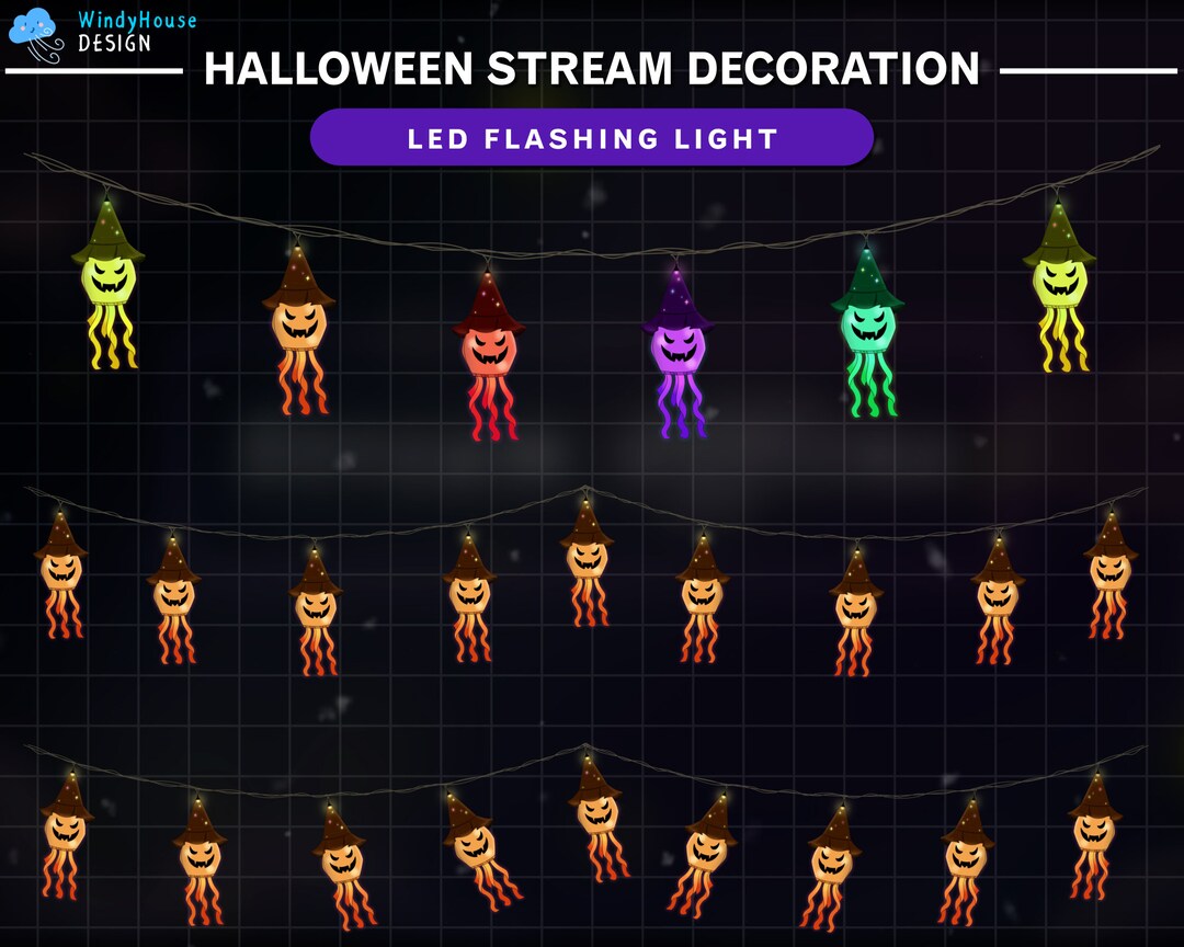 Ghost Twinkle Lights Twitch Stream Decoration, Ghosts, Pumpkins ...