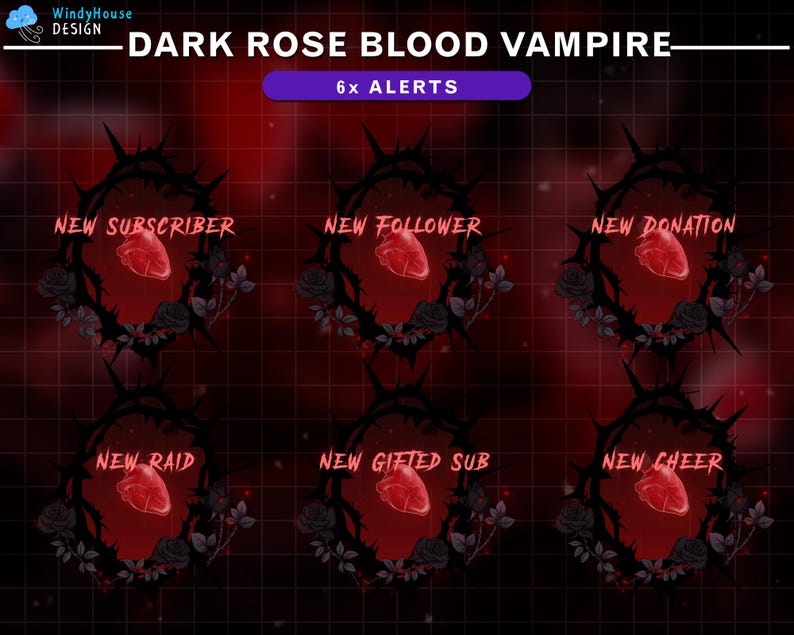 Animated Halloween Vampire Desk Stream Package, Gothic Twitch Overlay ...
