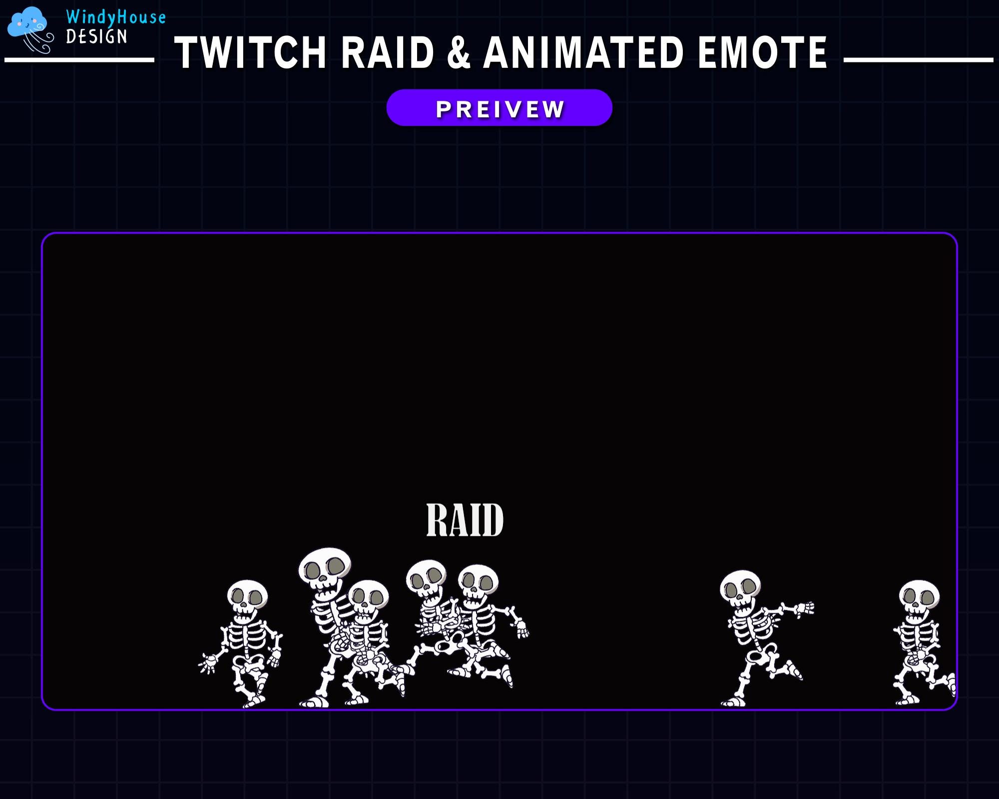 Animated Skeletons Running Twitch Raid Alert Pack, Skeleton Emotes for ...