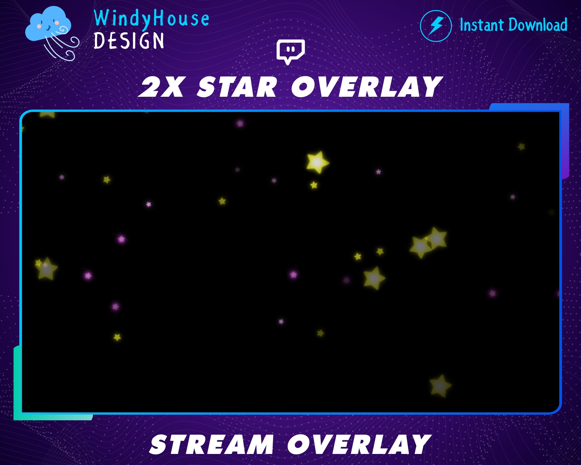 2x Animated Cozy Twitch Overlay Star Falling Stream - Etsy