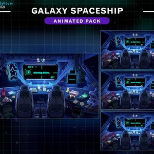 Animated Stream Package Lo-fi Spaceship, Animated Twitch Overlay Galaxy ...