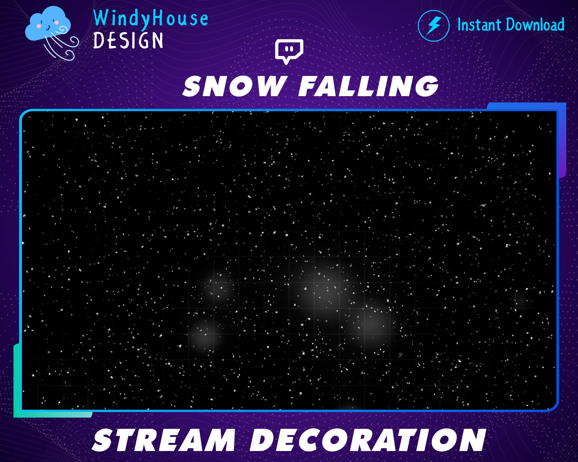 Snow Falling Twitch Stream Decoration, Snowfall Animated Overlay for ...
