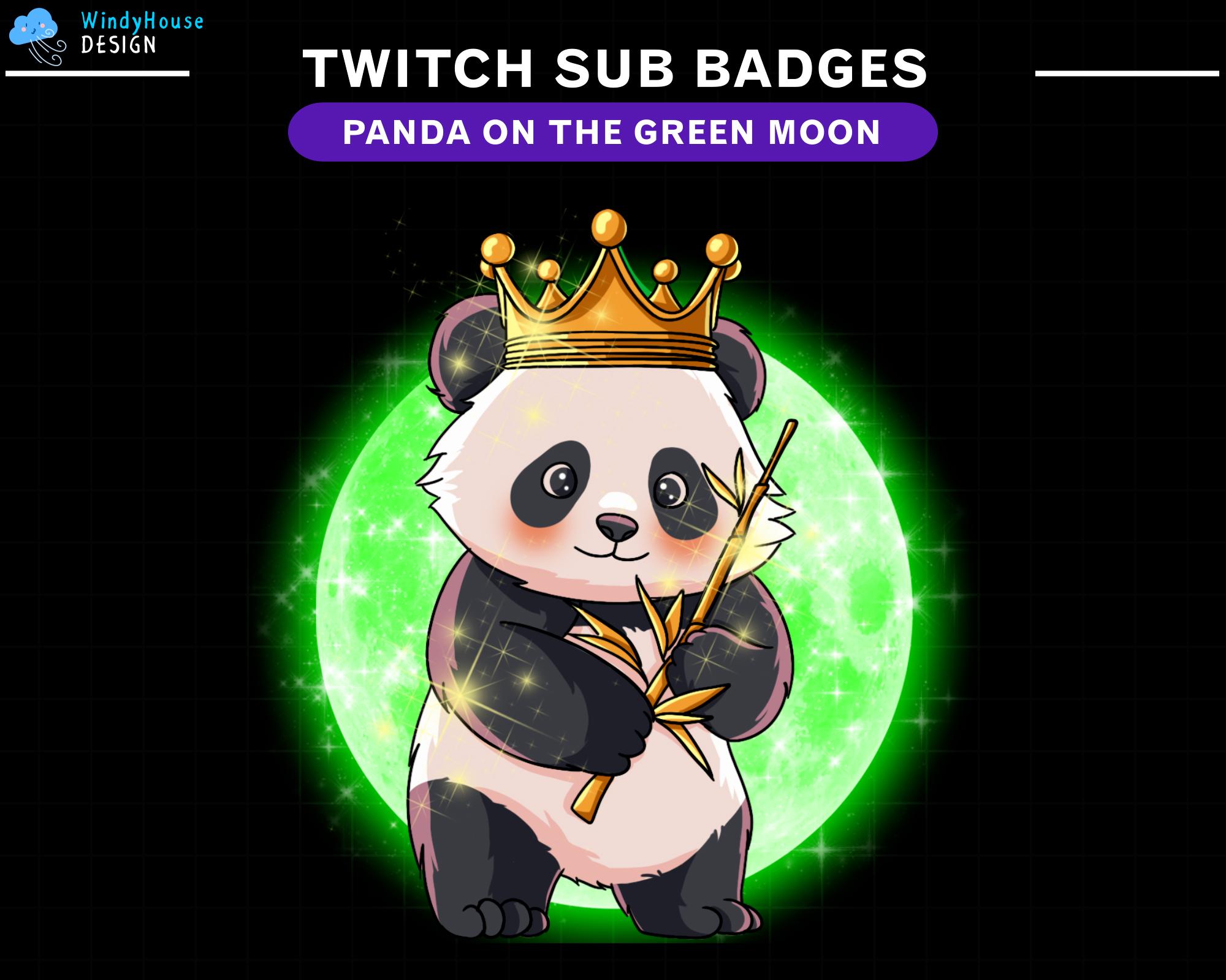 Panda Green Moon Twitch Sub Badges/ Panda Twitch Sub Badges Set/ Twitch ...