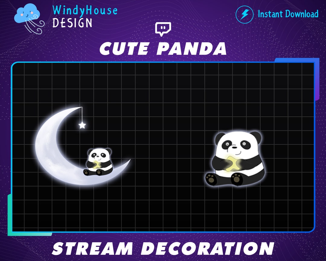 Animated Cute Panda Twitch Decoration / Celestial Night Overlays ...